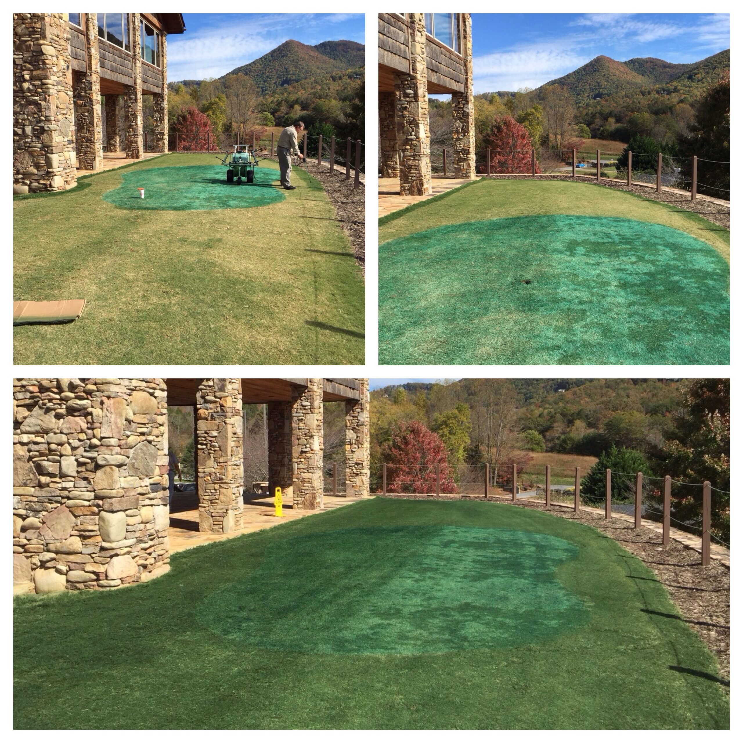 Blue turf gets repaired by Endurant colorant - Geoponics Corporation